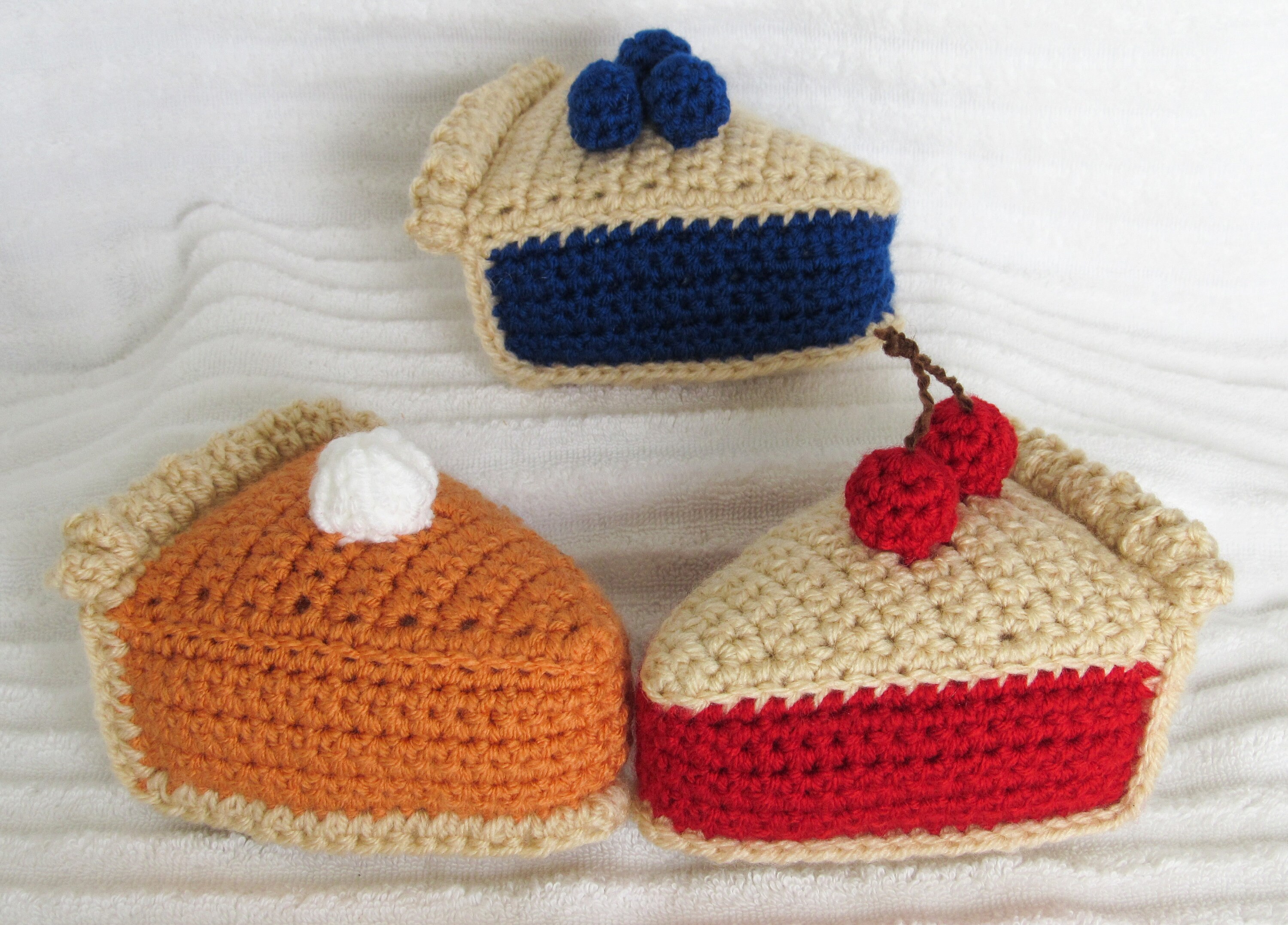 Pie Set of 3 Slice of Pie Crochet Food Stuffed Pie | Etsy