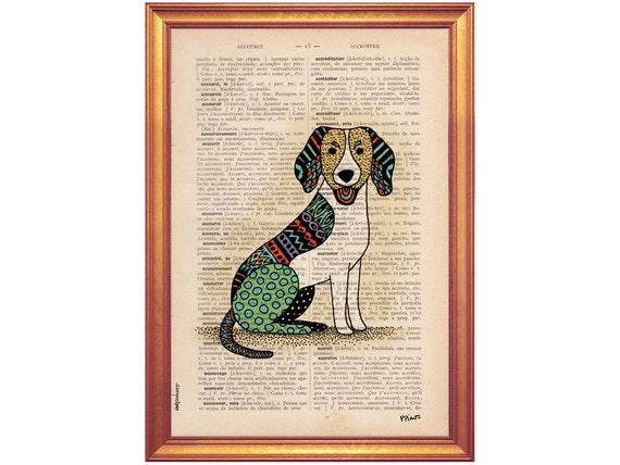 Dog Handmade Illustration Poster Wall Art Print Printed on | Etsy