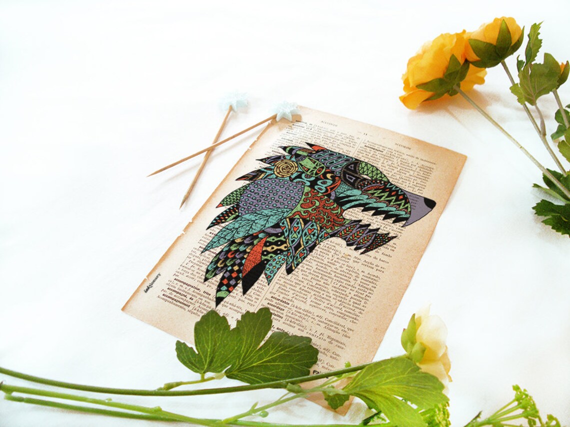 Stark Wolf GOT Poster Illustration Wall Art Print Printed on - Etsy