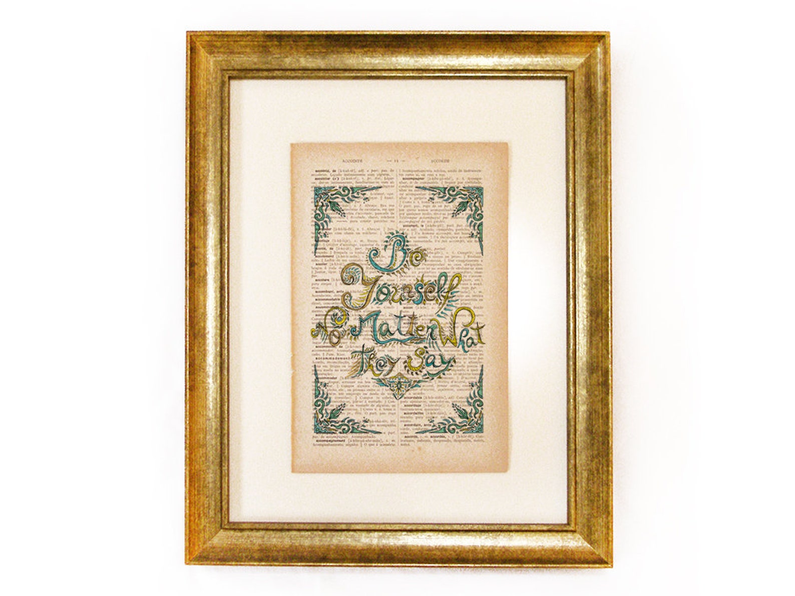 Inspirational Quote on Dictionary Print Handmade Illustration Printed ...