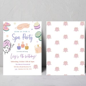 Spa Invitations Girls Spa Invitation Pampering EDITABLE - Etsy