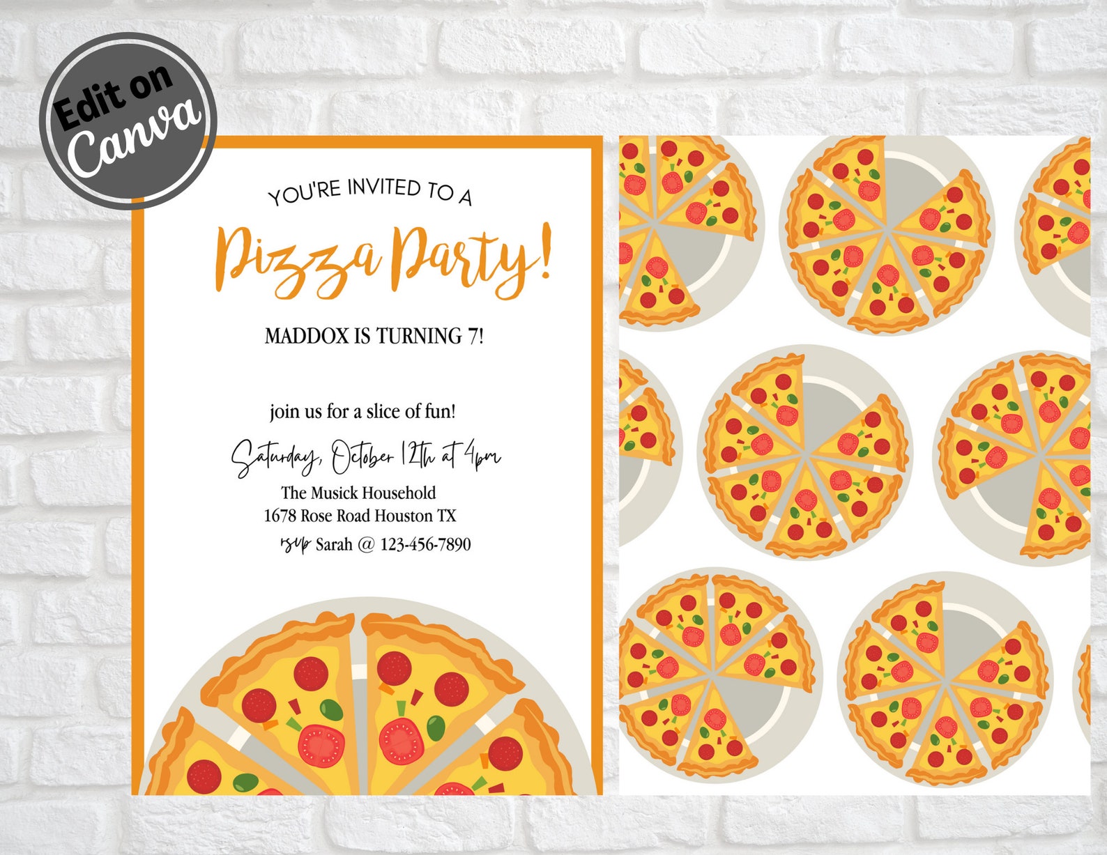 Editable Pizza Party Invitation, Pizzeria Birthday Invitation, Pizza ...