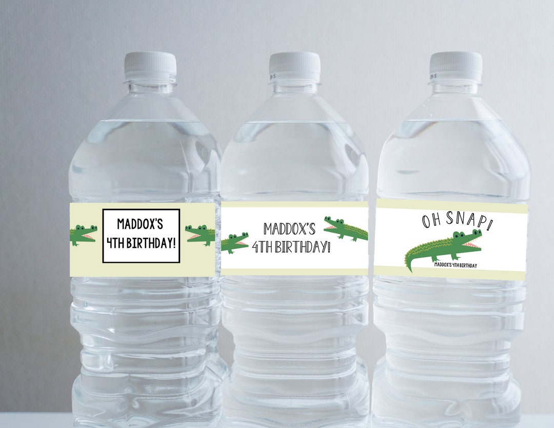 Crocodile Snap Birthday Water Bottle Label Template - Etsy