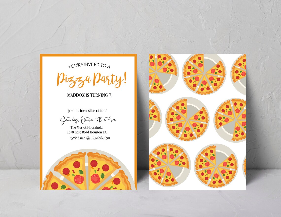 Editable Pizza Party Invitation, Pizzeria Birthday Invitation, Pizza ...