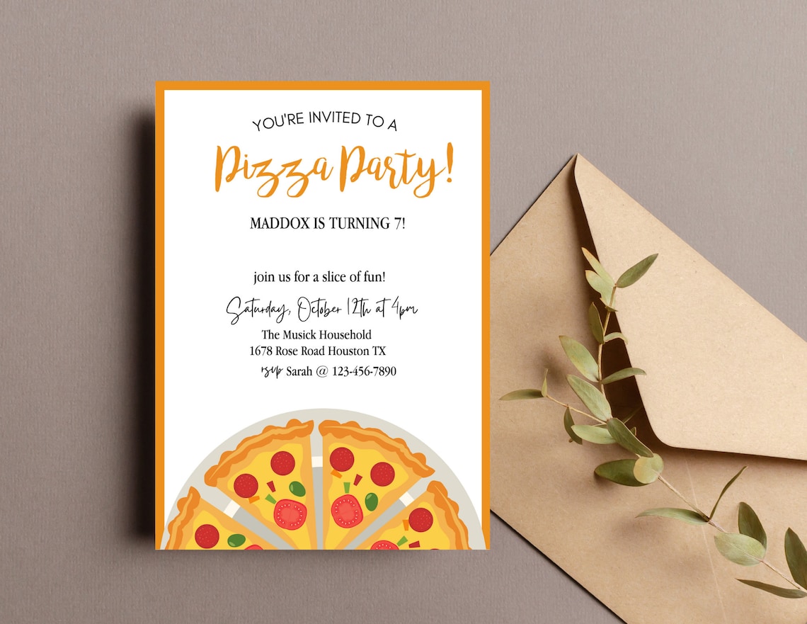 Editable Pizza Party Invitation, Pizzeria Birthday Invitation, Pizza ...
