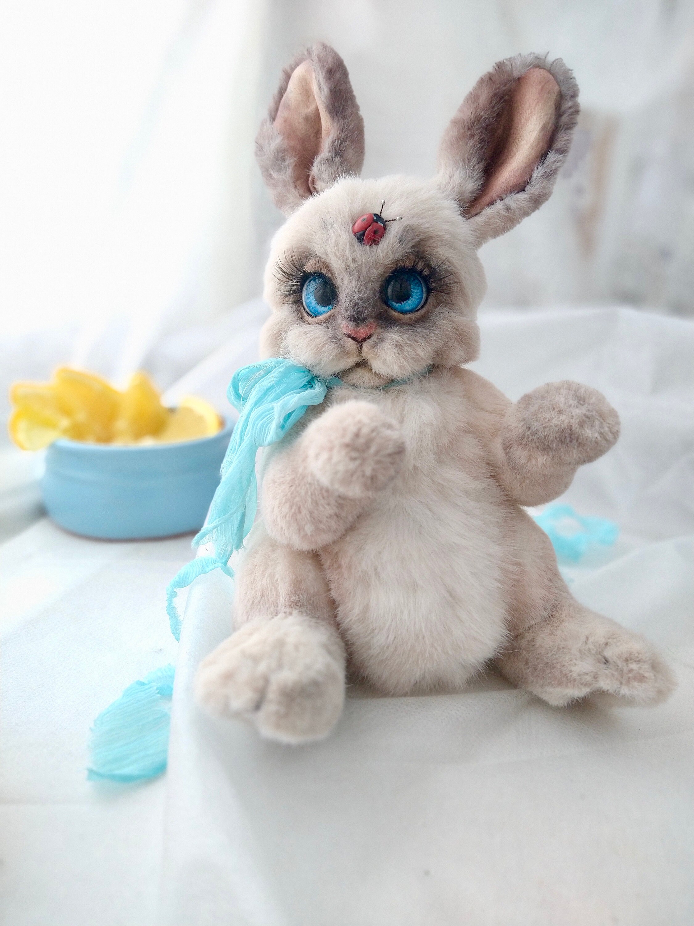 Bunny Rabbit OOAK realistic artist collectable teddy interior | Etsy