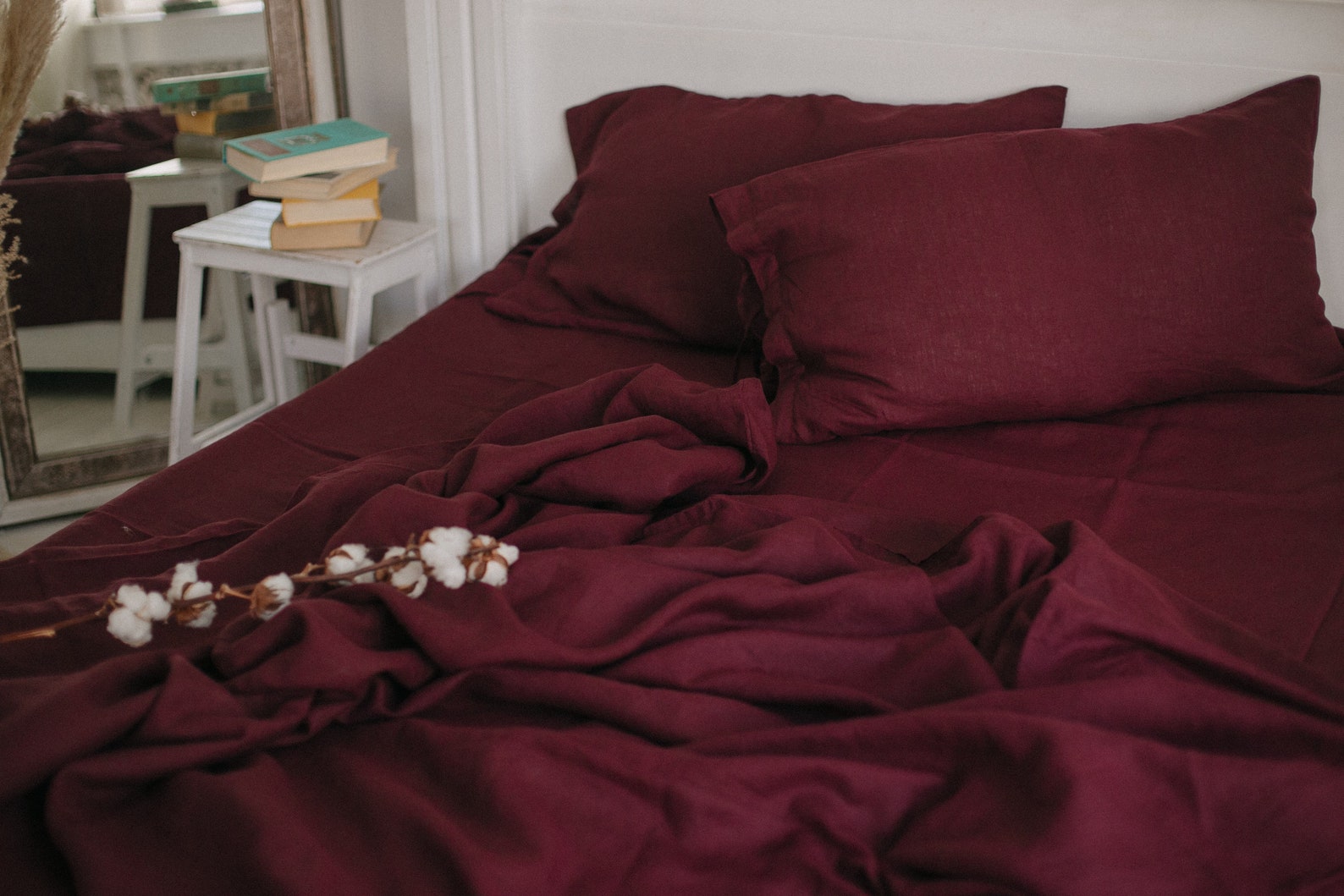 Burgundy Linen Duvet Cover Wine Washed Soft Quilt Cover - Etsy Sweden