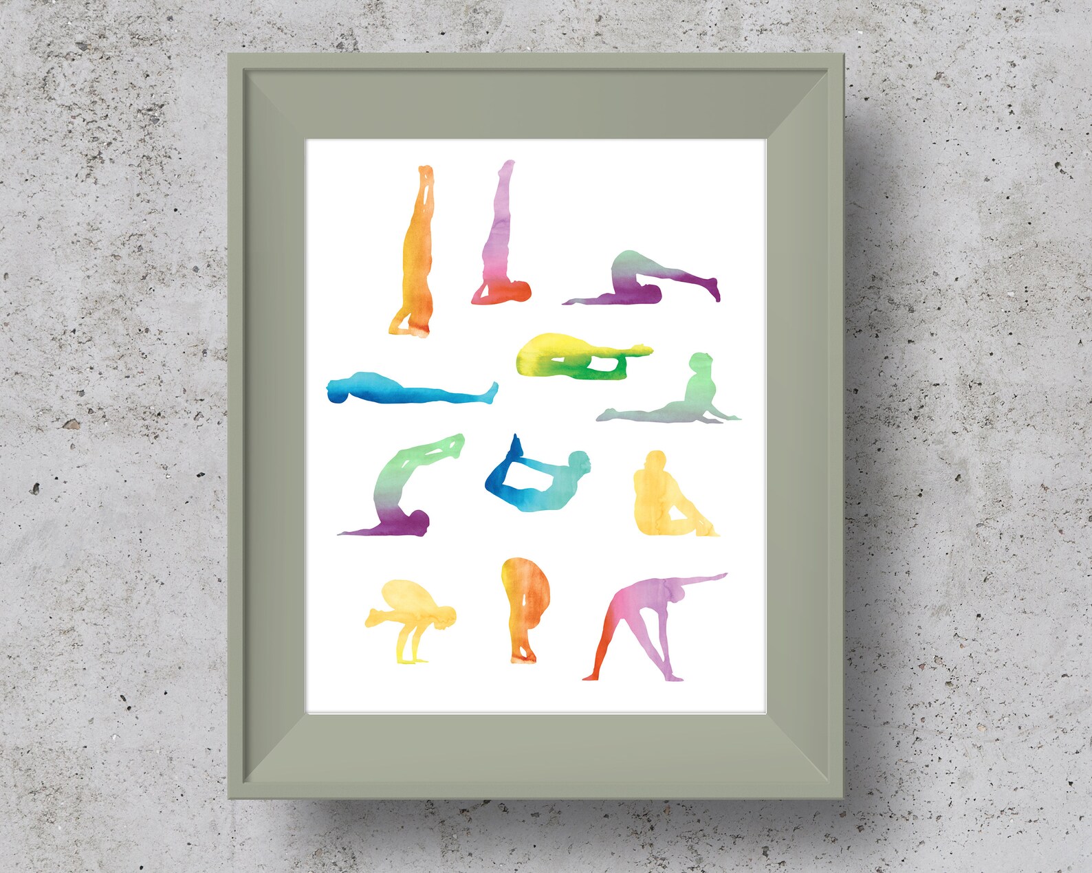 12 Basic Poses Yoga Poster, Yoga Asana Print - Etsy