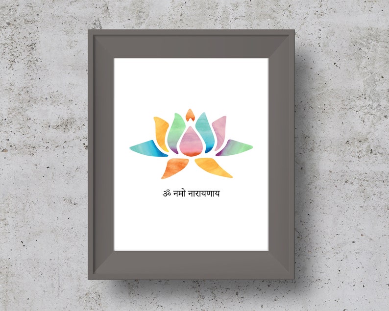 Lotus With Peace Mantra Yoga Print Meditation Poster Yoga - Etsy