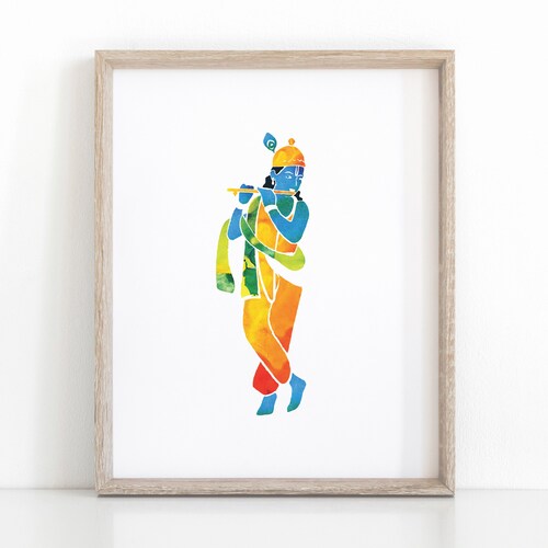 Printable Lord Krishna Art Yoga Poster | Etsy