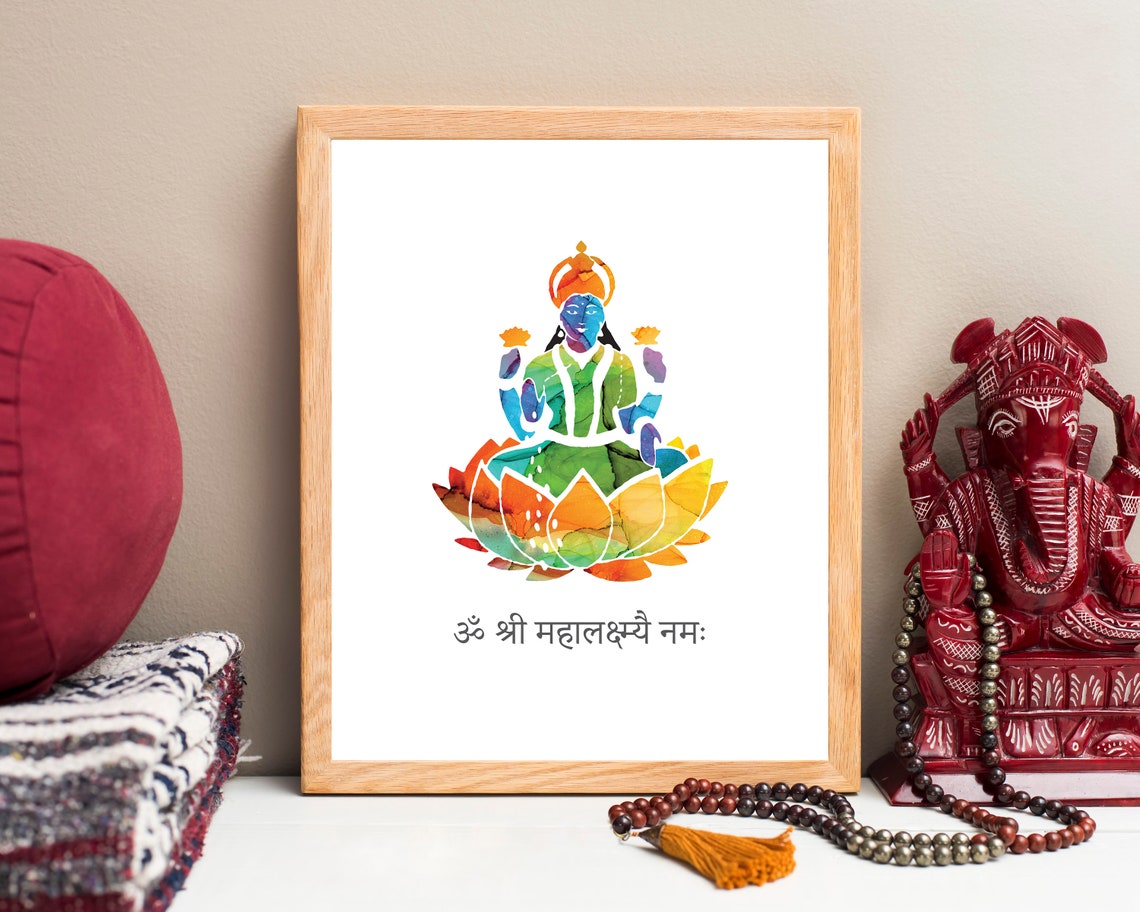 Sri Lakshmi Print, Instant Download Hindu Wall Art - Etsy