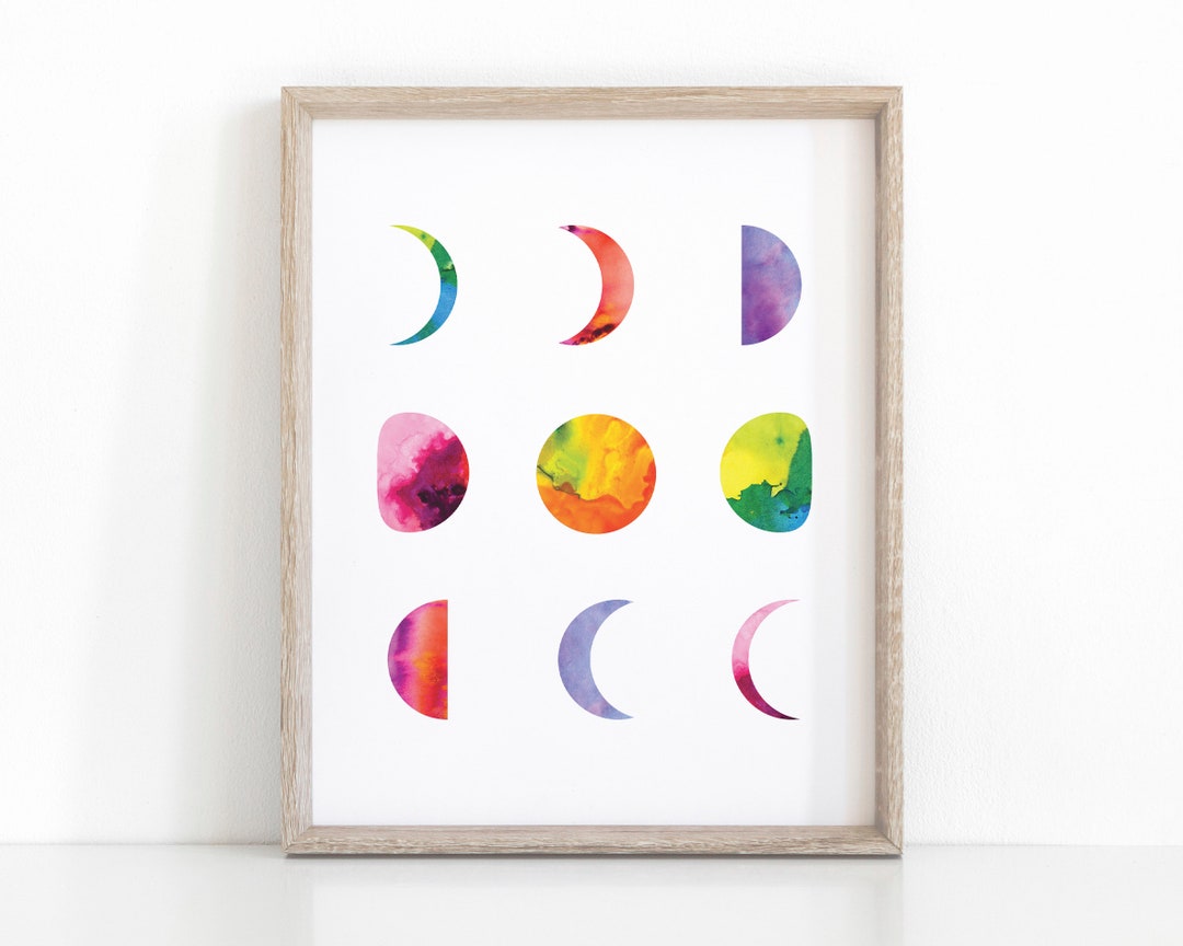 Printable Moon Phase Wall Art, Instant Download Lunar Cycle Print, Boho ...