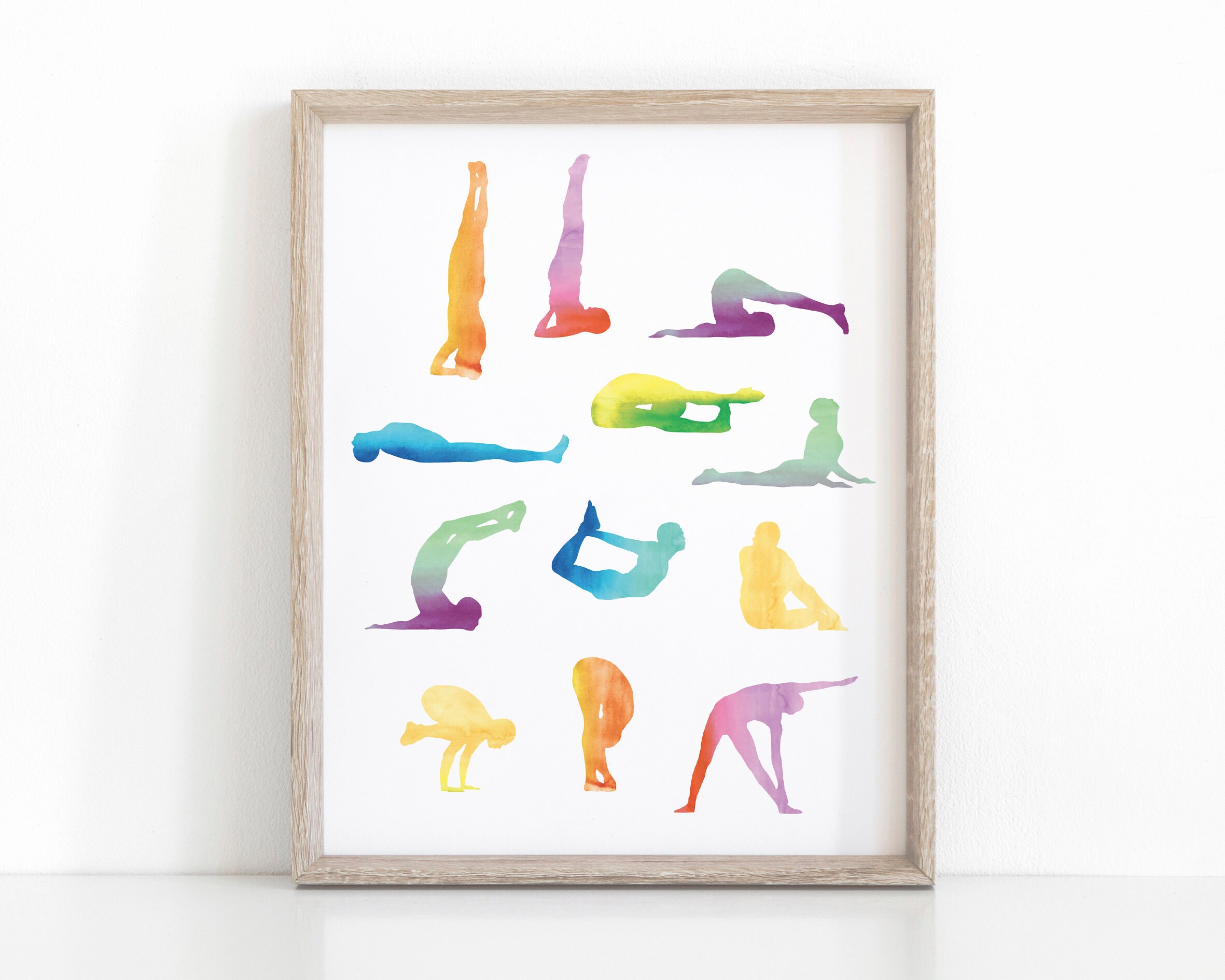 12 Basic Poses Yoga Poster, Yoga Asana Print - Etsy