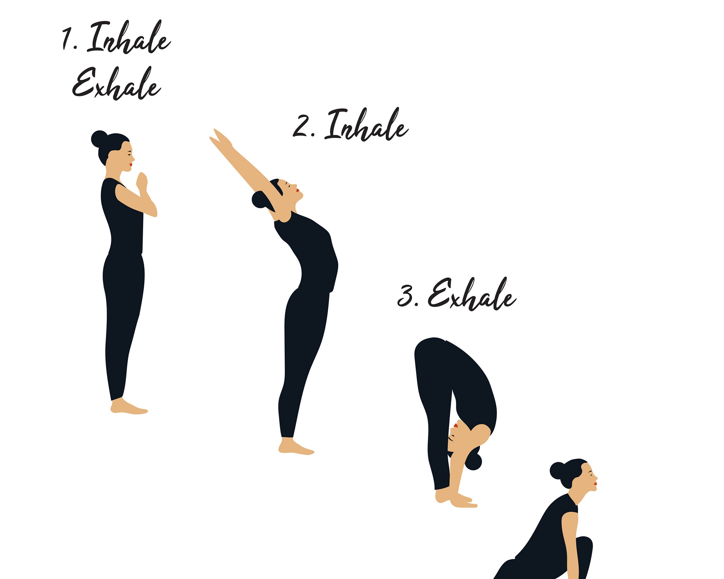 Inhale Exhale Sun Salutation Yoga Print, Instant Download Yoga Art - Etsy