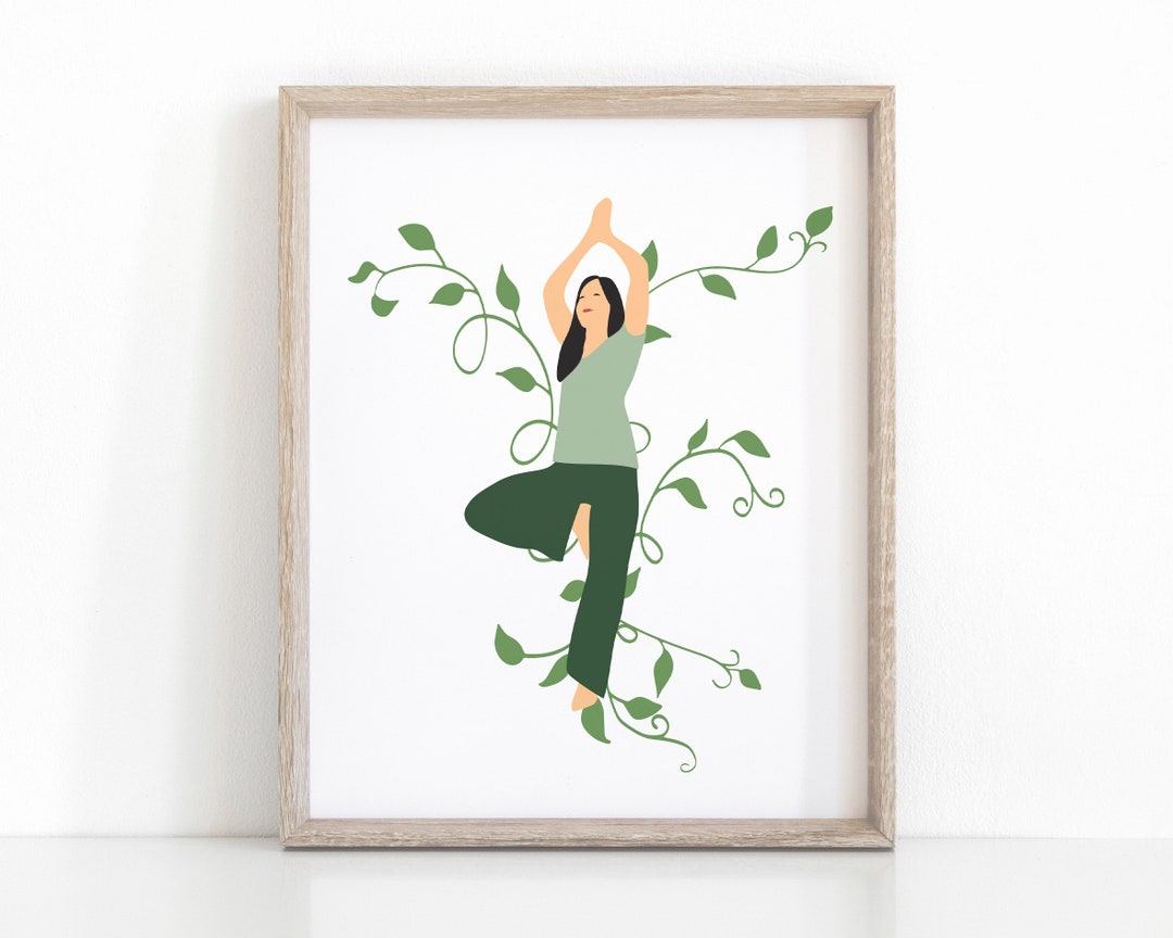 Tree Pose Yoga Poster, Yoga Gift, Meditation Wall Art, Yoga Instant ...