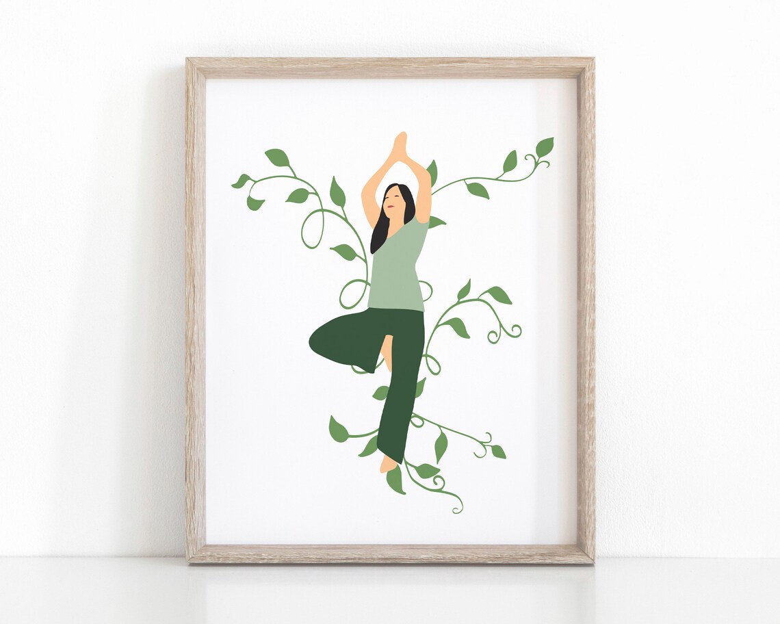 Tree Pose Yoga Poster, Yoga Gift, Meditation Wall Art, Yoga Instant ...