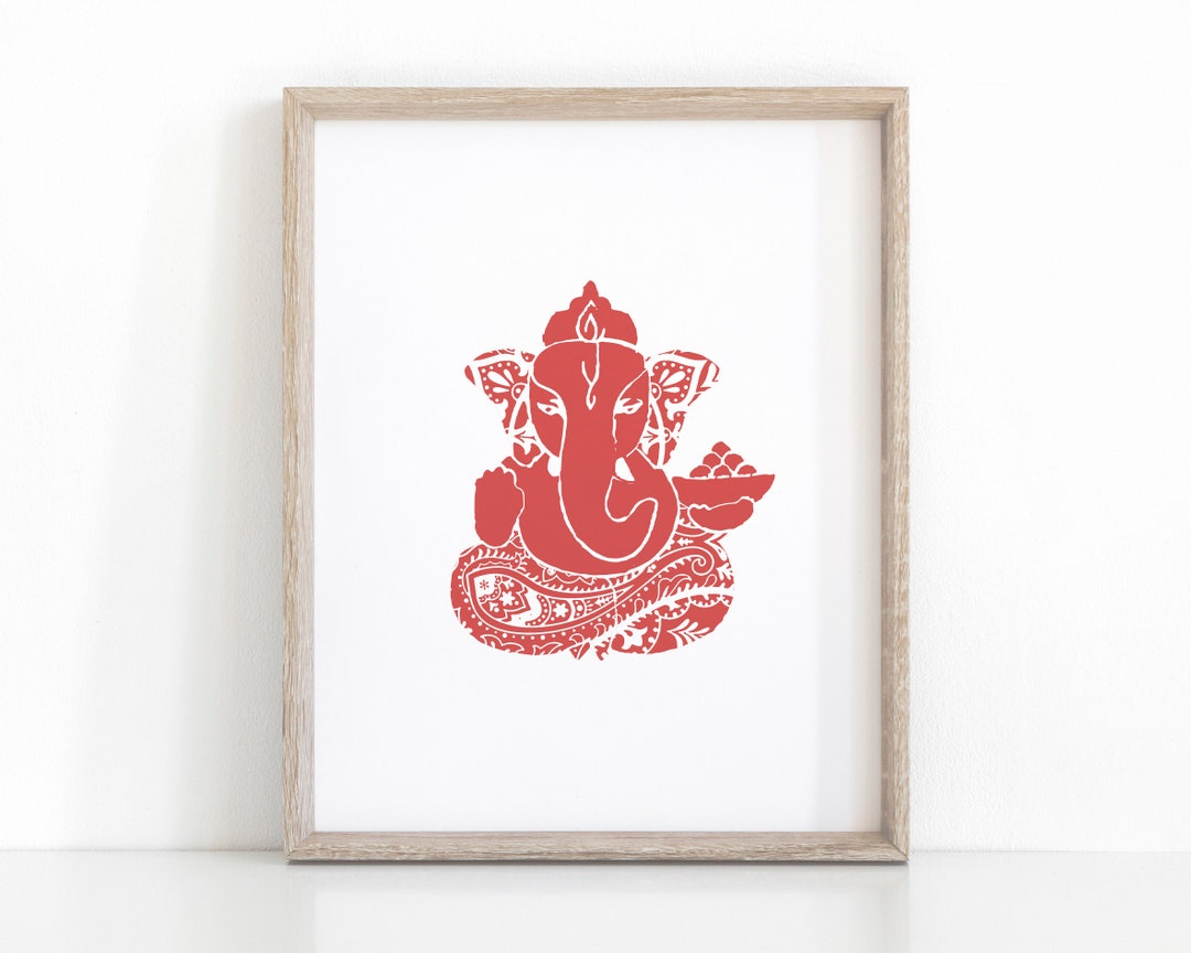 Red Ganesha Print, Instant Download Hindu Art Poster - Etsy