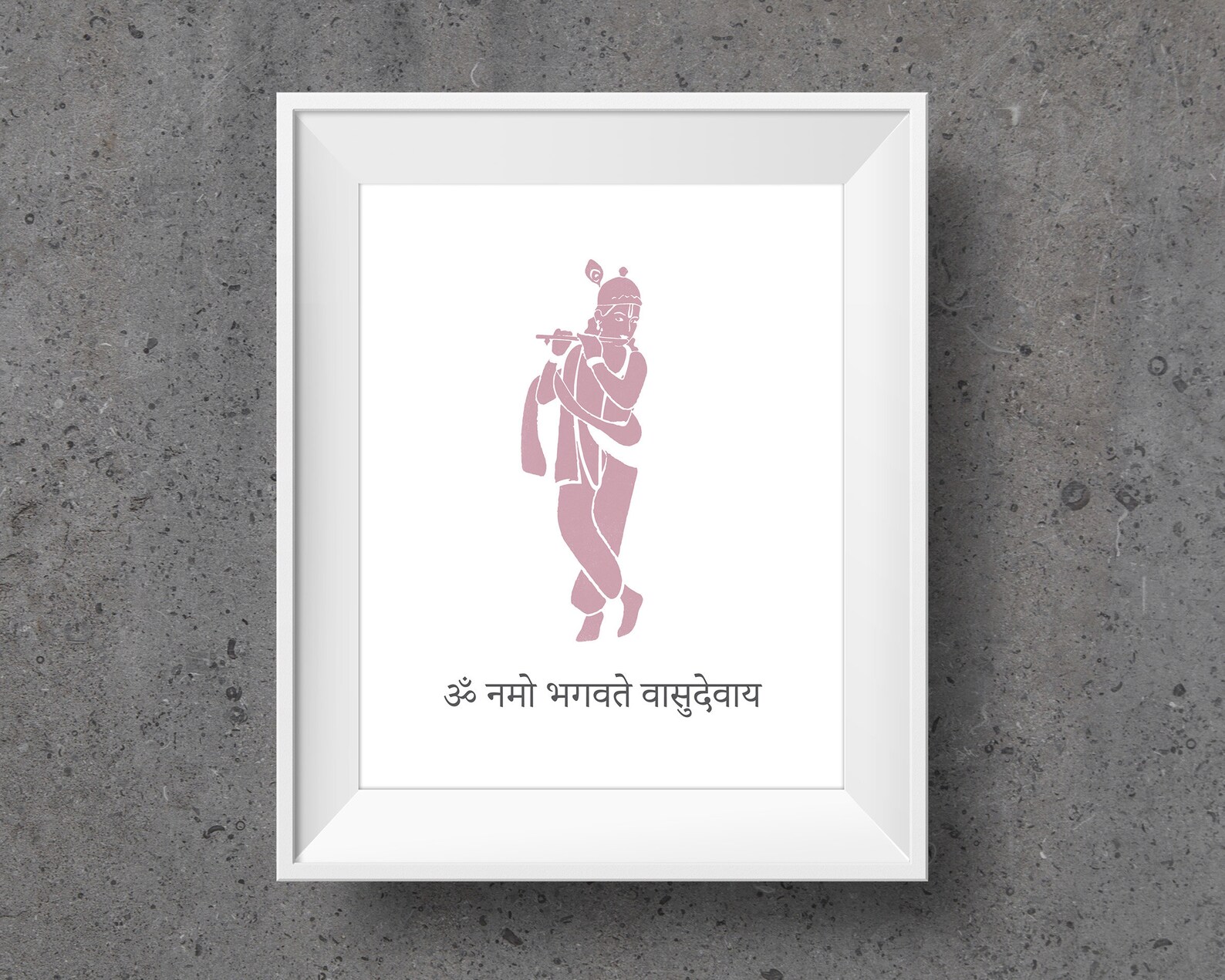Pink Krishna Meditation Print With Sanskrit Mantra, Printable Hindu Art ...