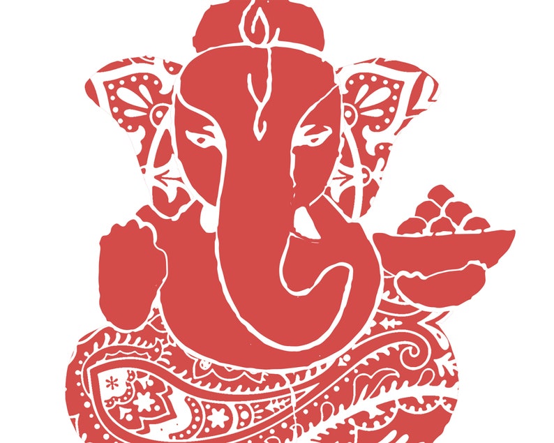 Red Ganesha Print, Instant Download Hindu Art Poster - Etsy