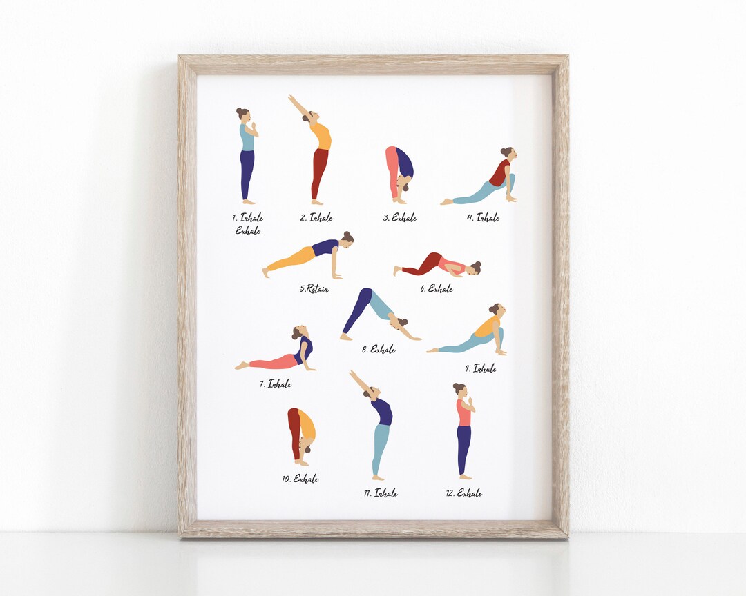 Inhale Exhale Sun Salutation Yoga Wall Art, Instant Download Yoga Print ...