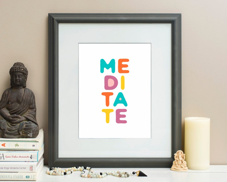 Meditate Poster, Printable Yoga Wall Art - Etsy