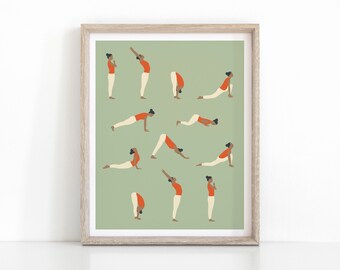 Kids Printable Sun Salutation Asana Poster, Yoga Art Print Instant ...