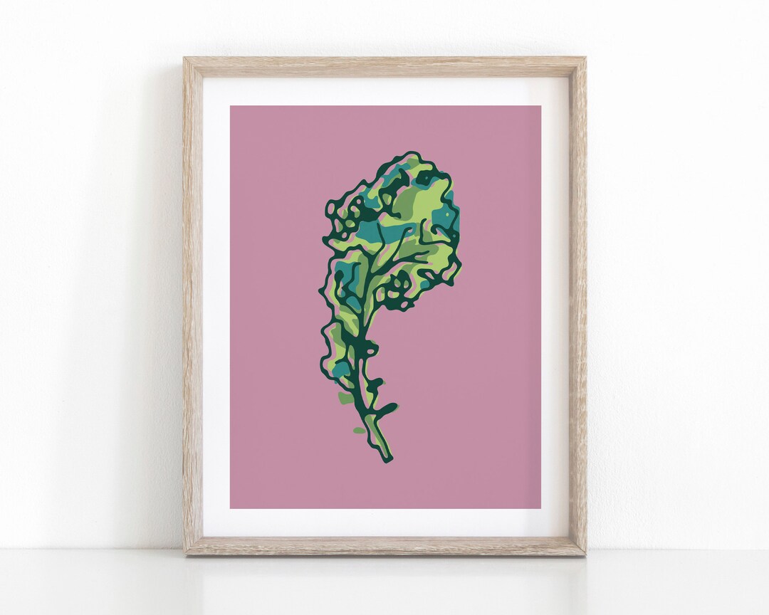 Happy Kale Kitchen Wall Art, Vegetable Illustration, Printable Home ...