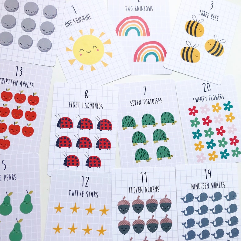 Tarjetas didácticas de números del 1 al 20, recursos educativos de ...
