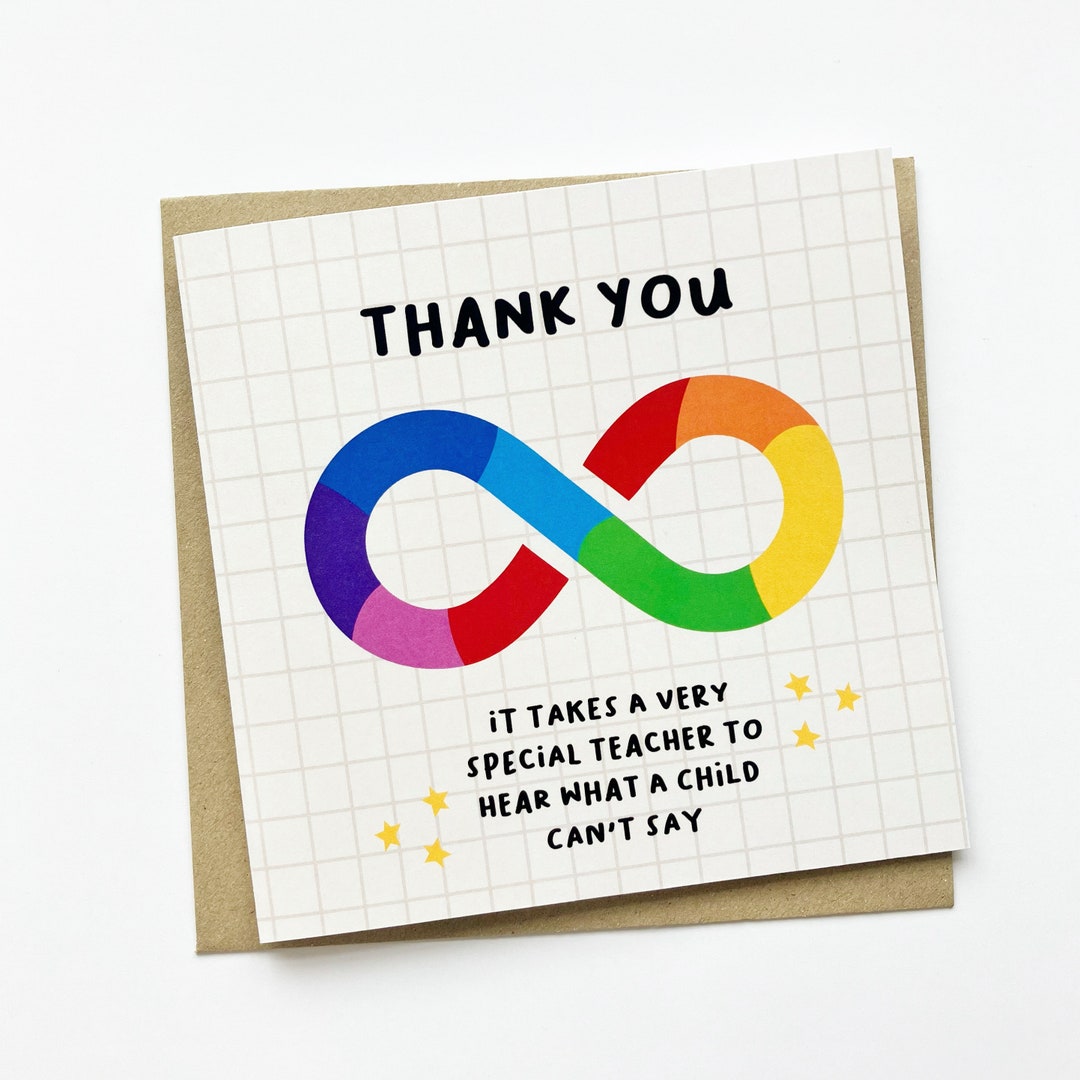 Autism Infinity Thank You Teacher Card | 6X6 Card | Thank You Teacher ...