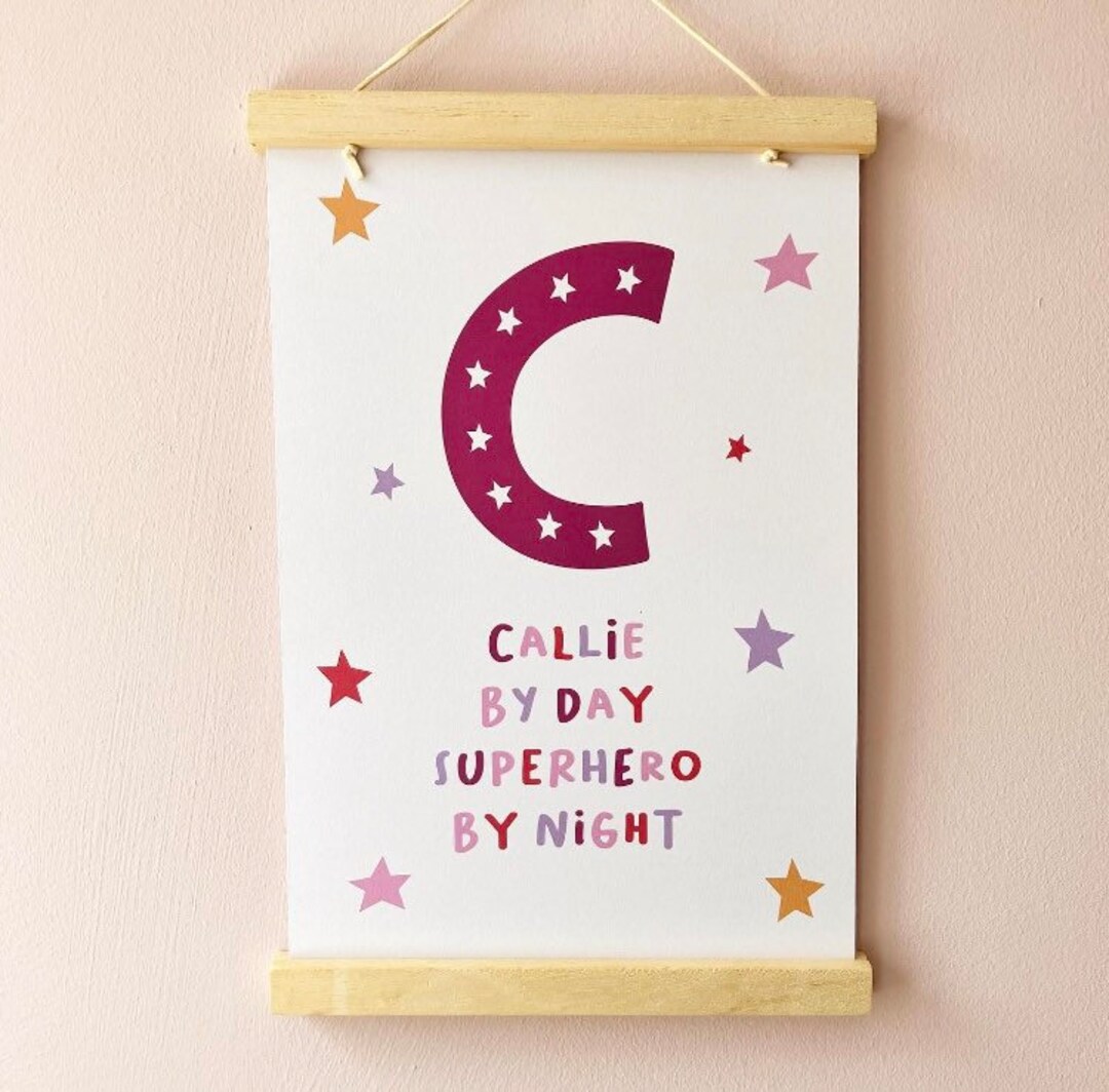 Super Hero Print Super Girl Superwoman Personalised Name Print A5/A4/A3 ...