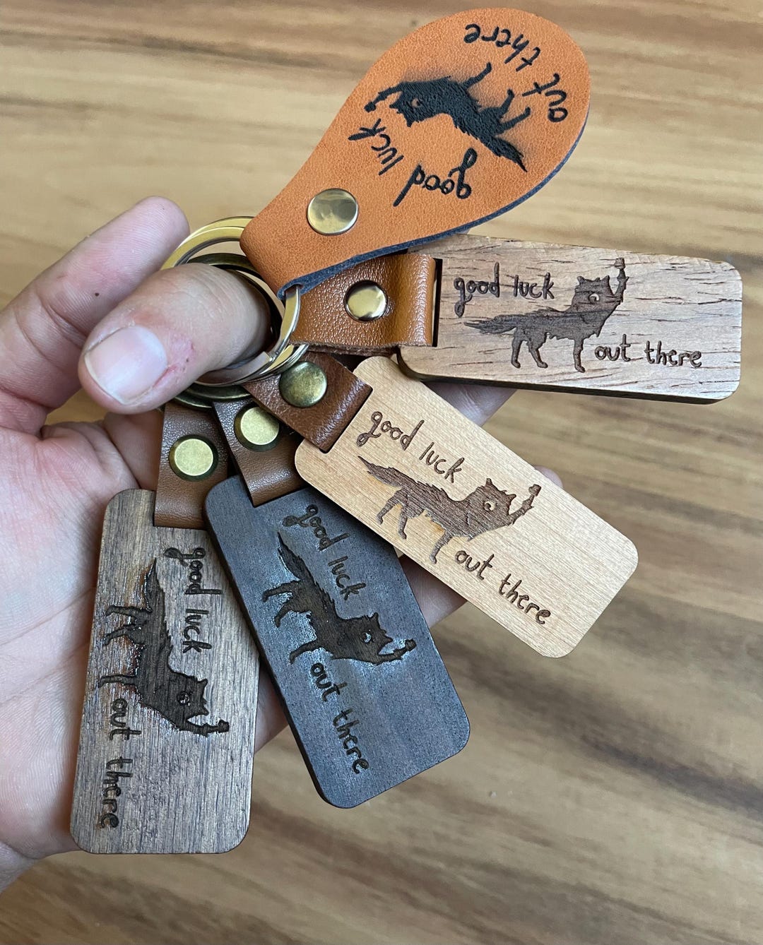 Good Luck Out There, Wolf Fist of Solidarity Wooden Keychain | Inspired ...