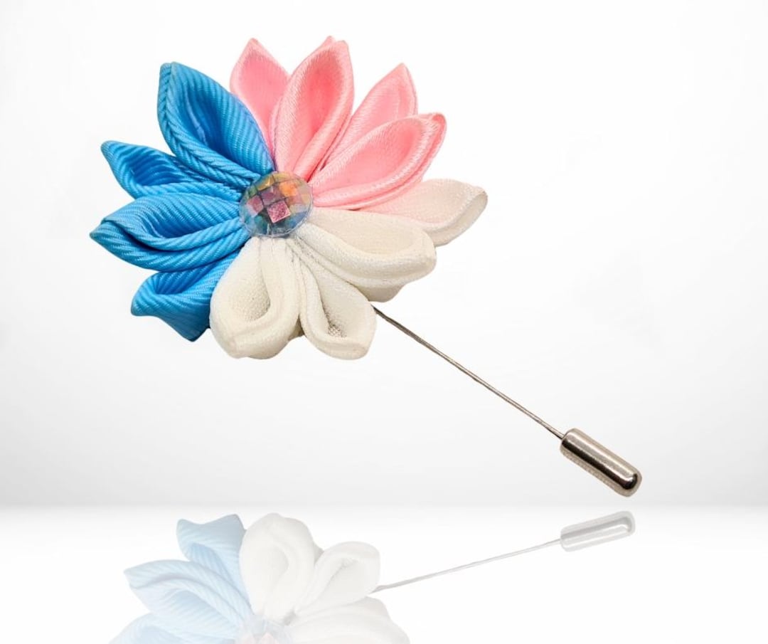 Transgender Pride Pin: Trans Flower Brooch for LGBTQ Weddings, Enby ...