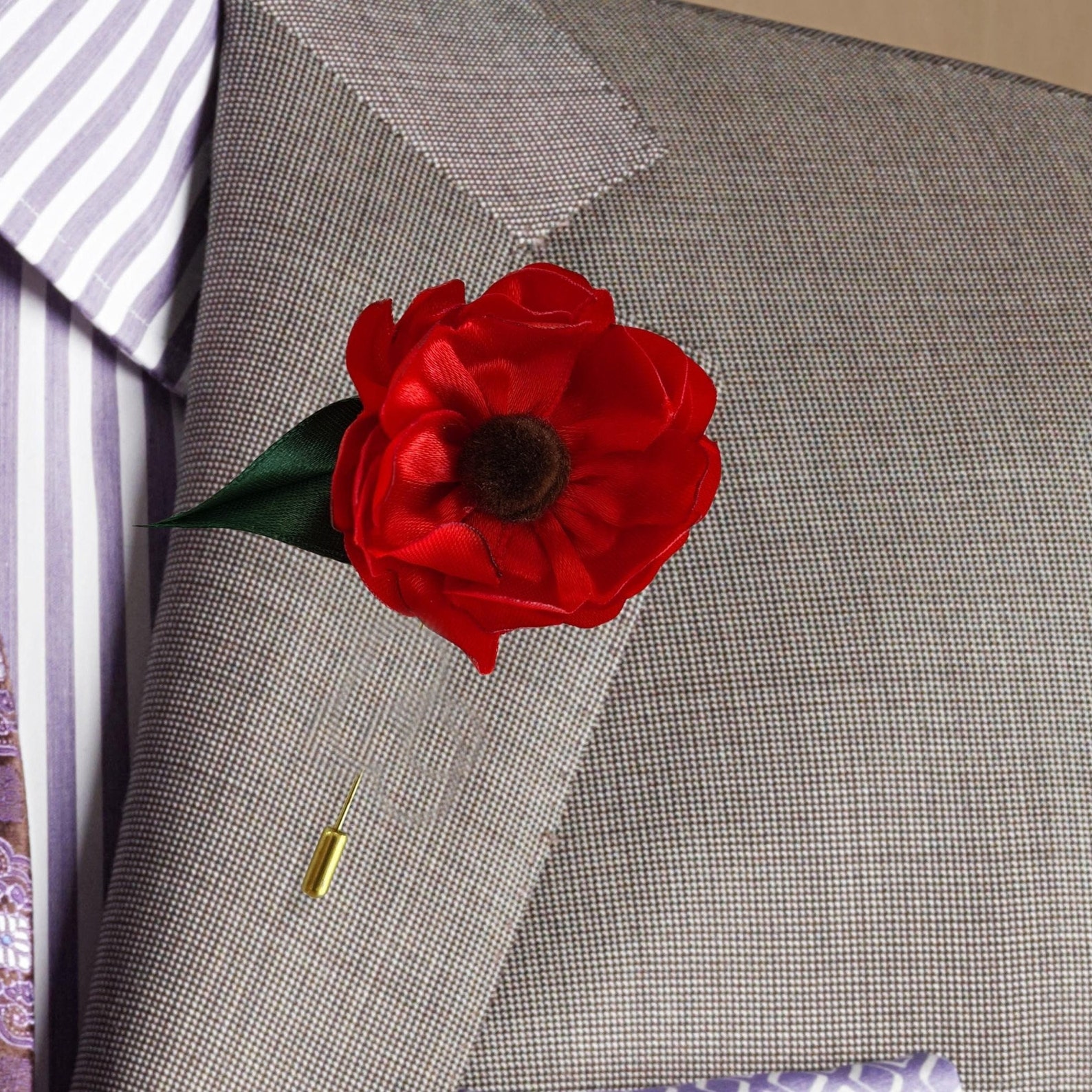 Elegant Handmade Poppy Pin Perfect Groomsmen Lapel - Etsy