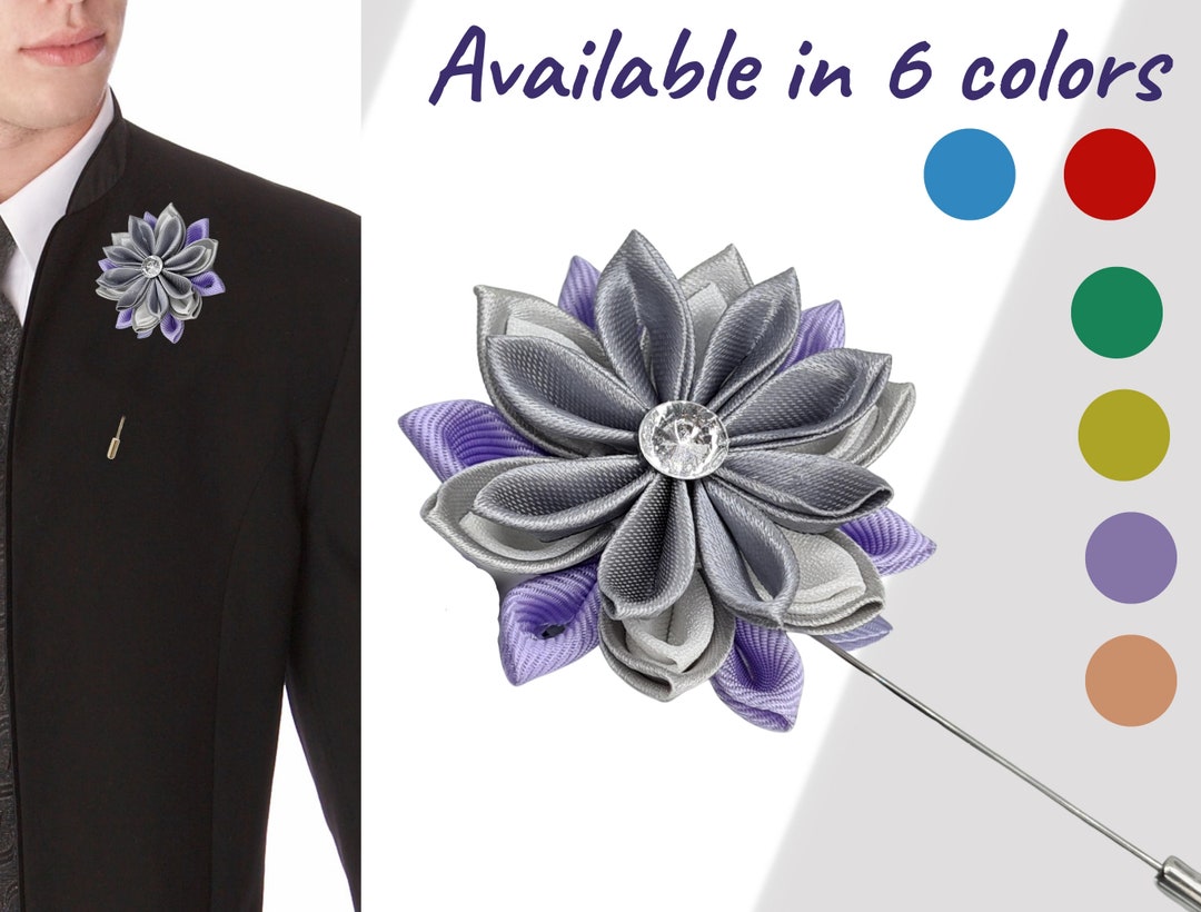 Custom Flower Lapel Pin for Groom, Lilac Gray Men's Lapel Flower for ...