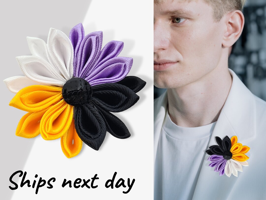 Nonbinary Pride Pin: Trans Flower Brooch for LGBTQ Weddings, Enby ...