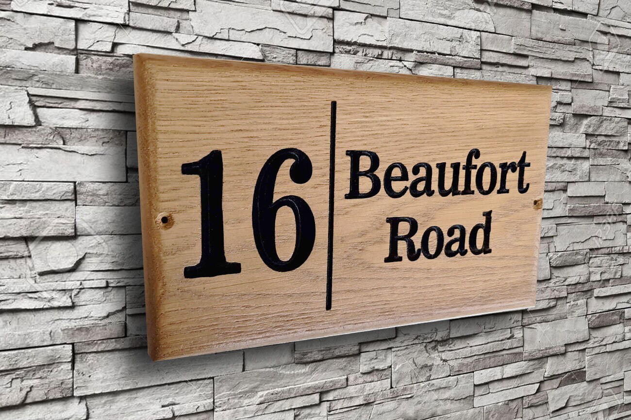 Personalised Oak House Number Name Sign Carved Engraved | Etsy UK