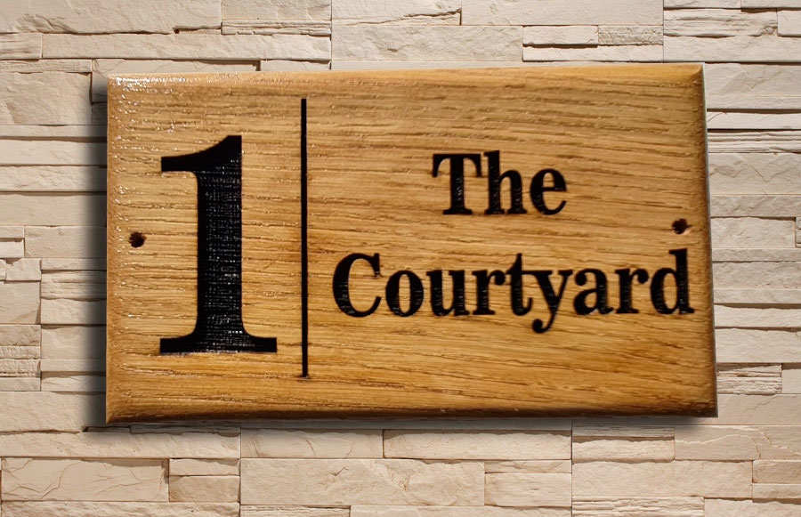Personalised Oak House Number Name Sign Carved Engraved - Etsy UK