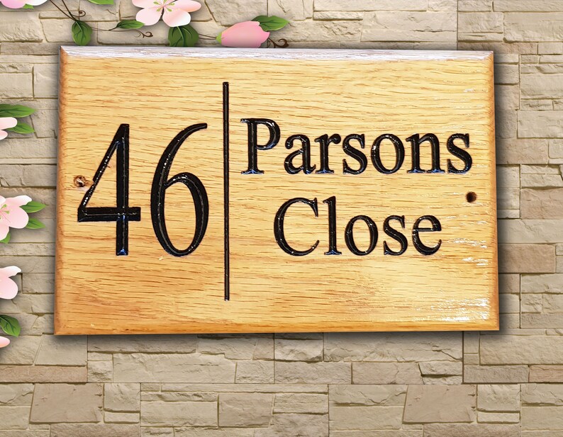 Personalised Oak House Number Name Sign Carved Engraved - Etsy UK