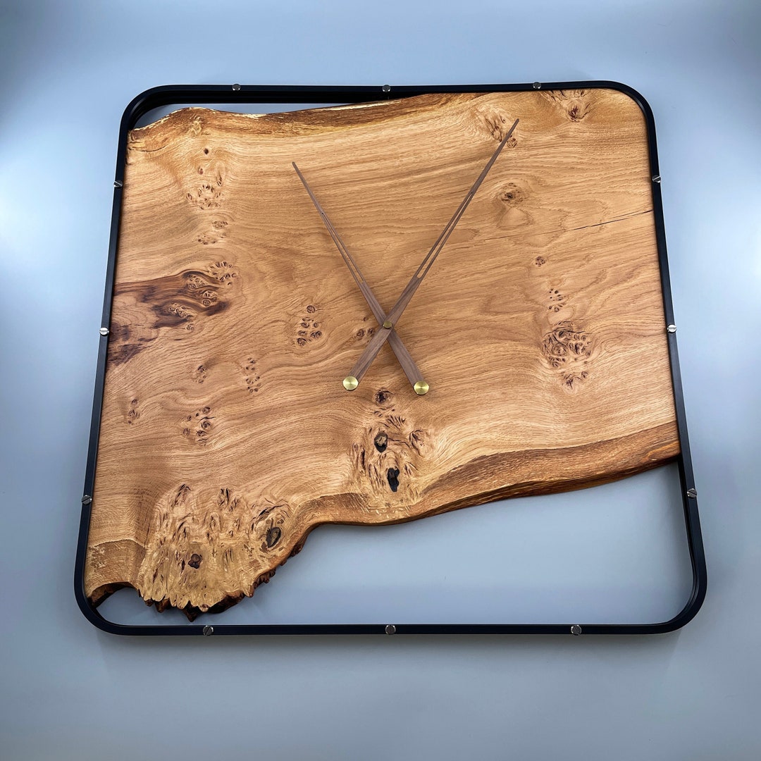 Oak Live Edge Wall Clock 60cm / 24 Inch Square Aluminium - Etsy
