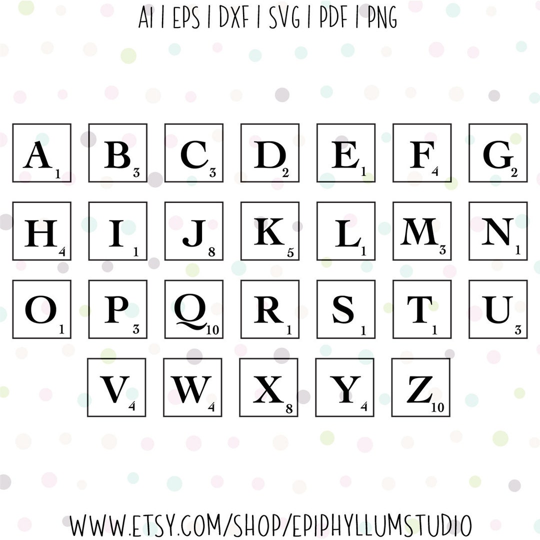 Scrabble Letters SVG, Scrabble Tile SVG, Alphabet SVG, Letters Cut File ...