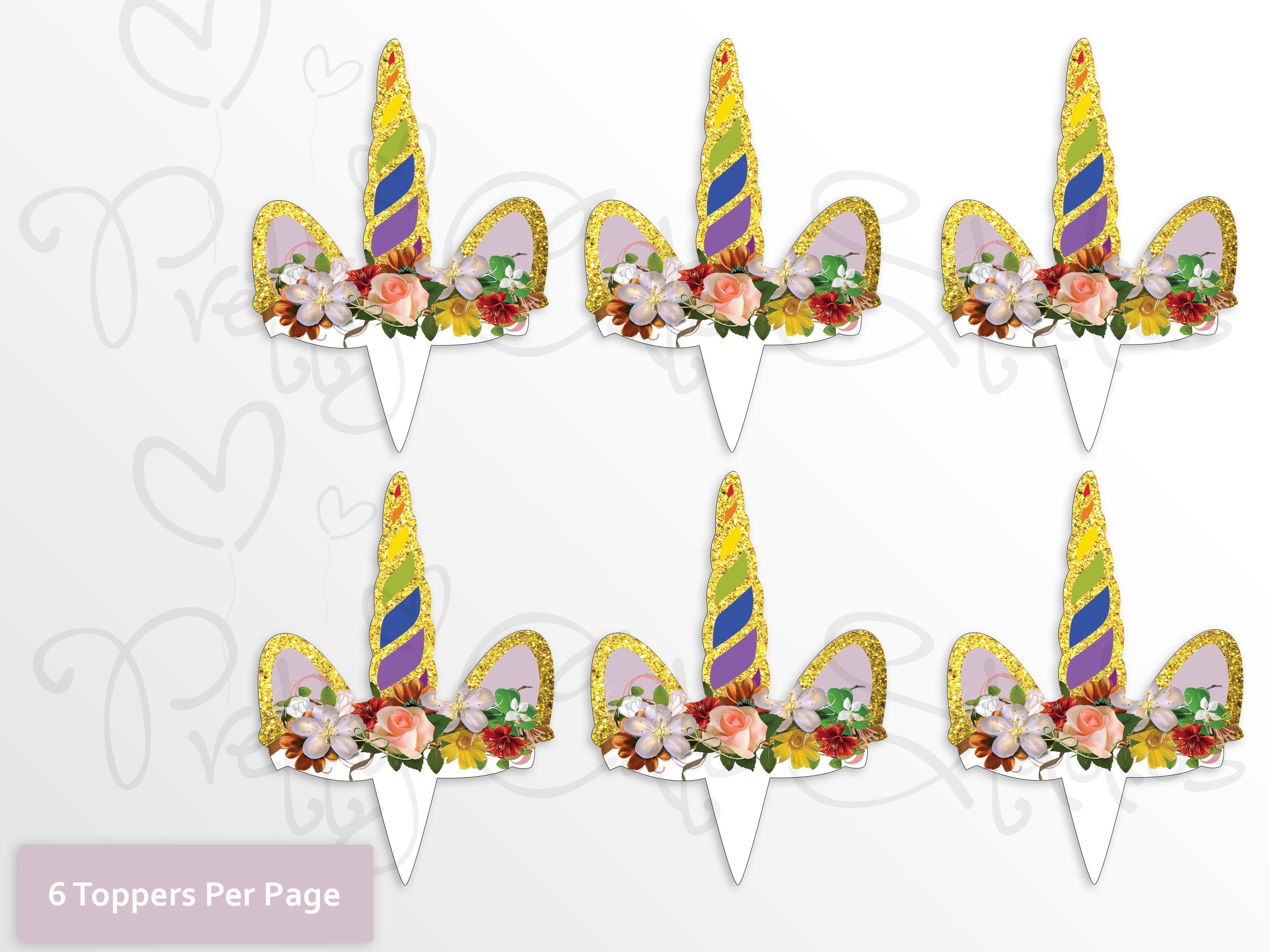 Printable Unicorn Cupcake Toppers And Unicorn Cupcake Etsy
