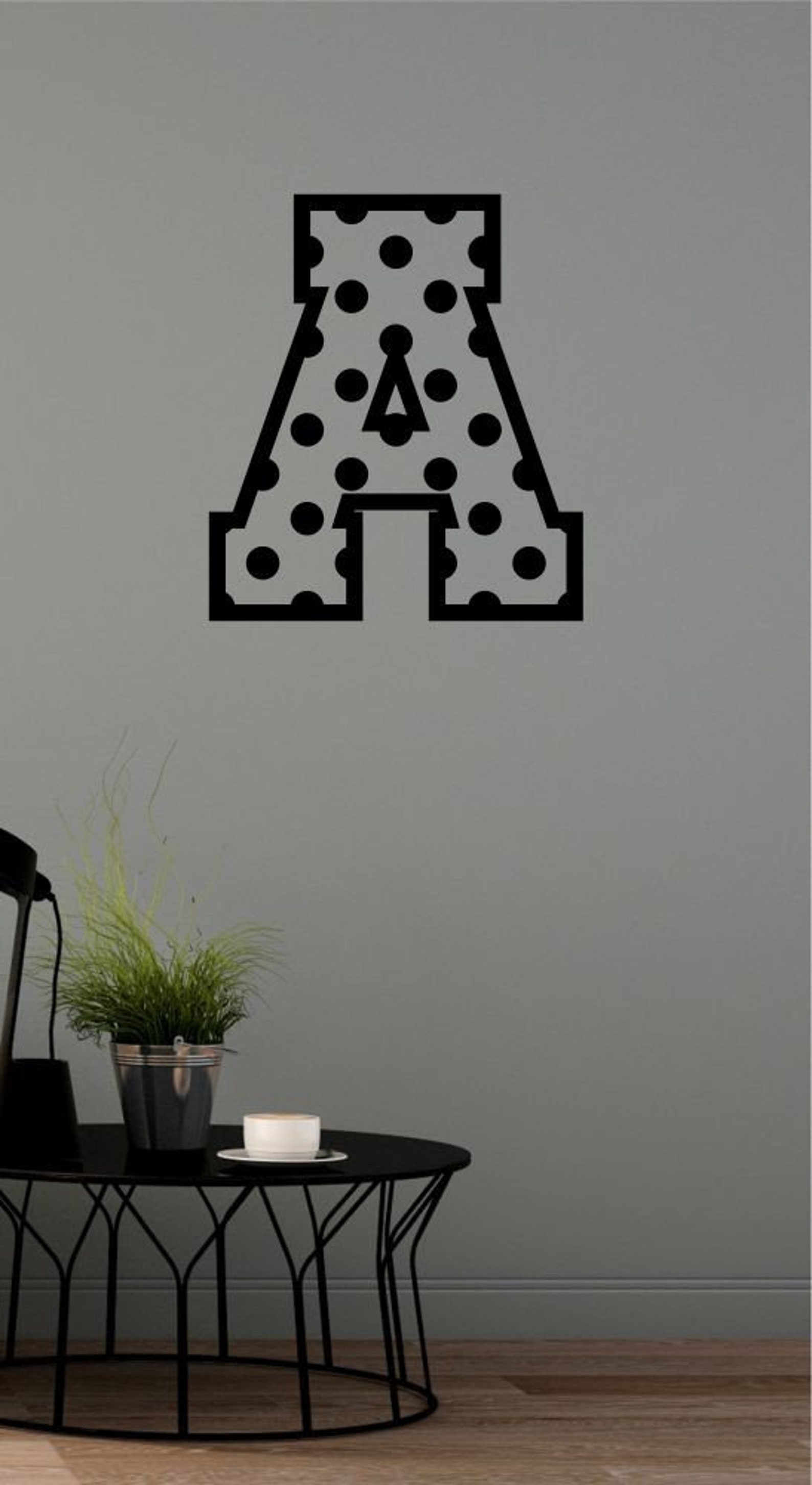 A Letter Monogram Polka Dots Vinyl Wall Art Decal Sticker Home - Etsy