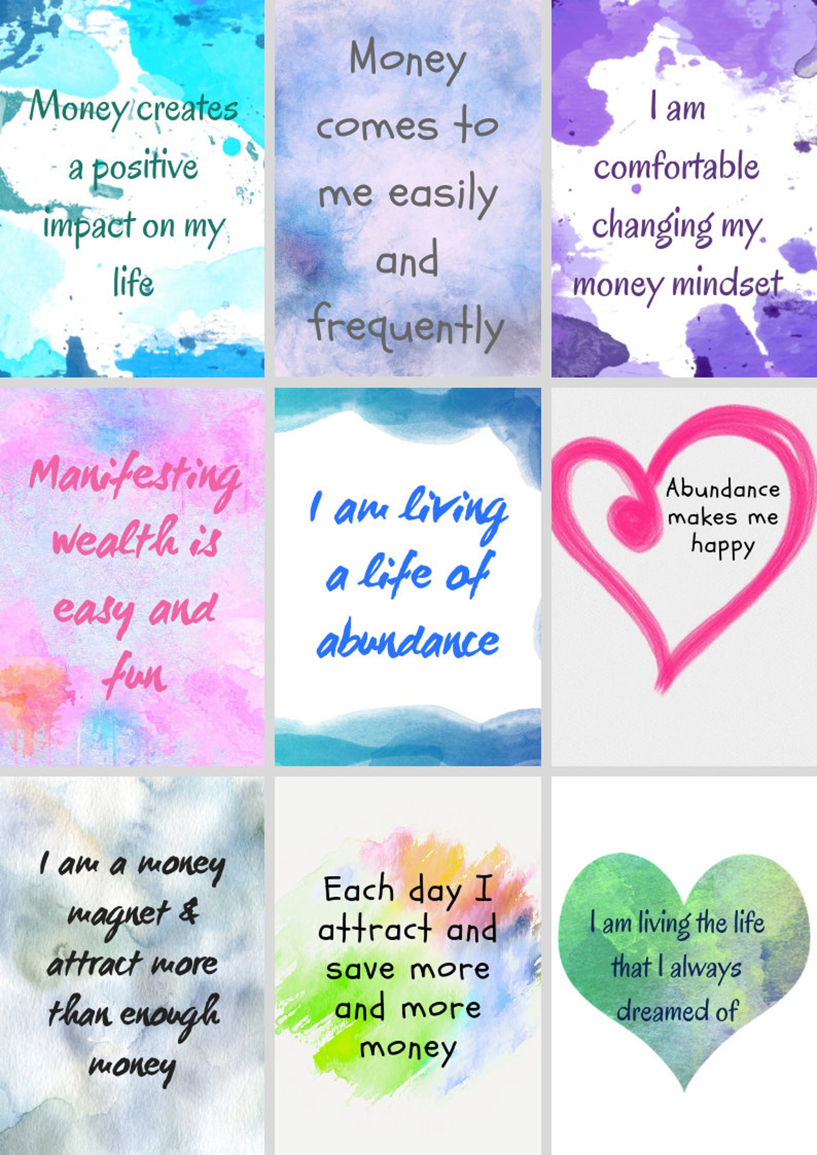Printable Wealth Affirmation Cards Manifesting Money and Abundance ...