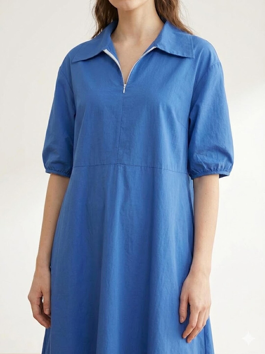 LUMI Dress, Ultra Light Nylon Zip up Dress, Airy Crisp Texture, Relaxed ...