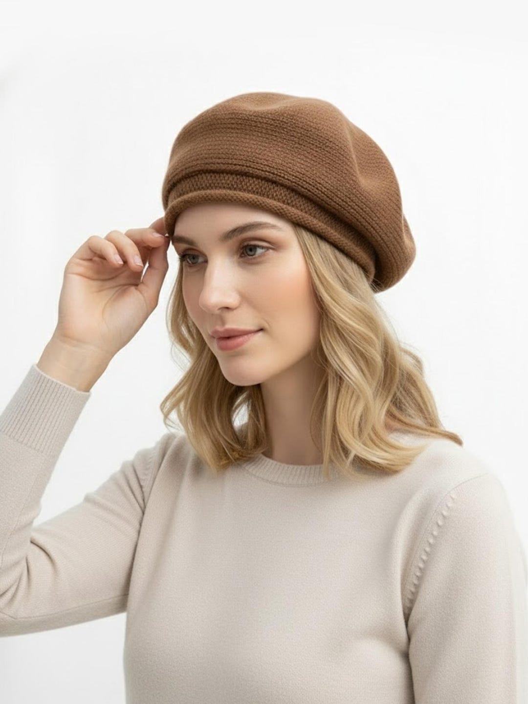 NUA Knit Beret Hat, Wool-touch Acrylic Blend, Comfortable Fit - Etsy