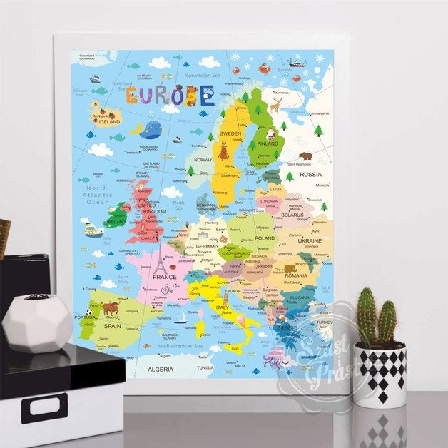 Poster Map of Europe A3 / 30x40 - Etsy