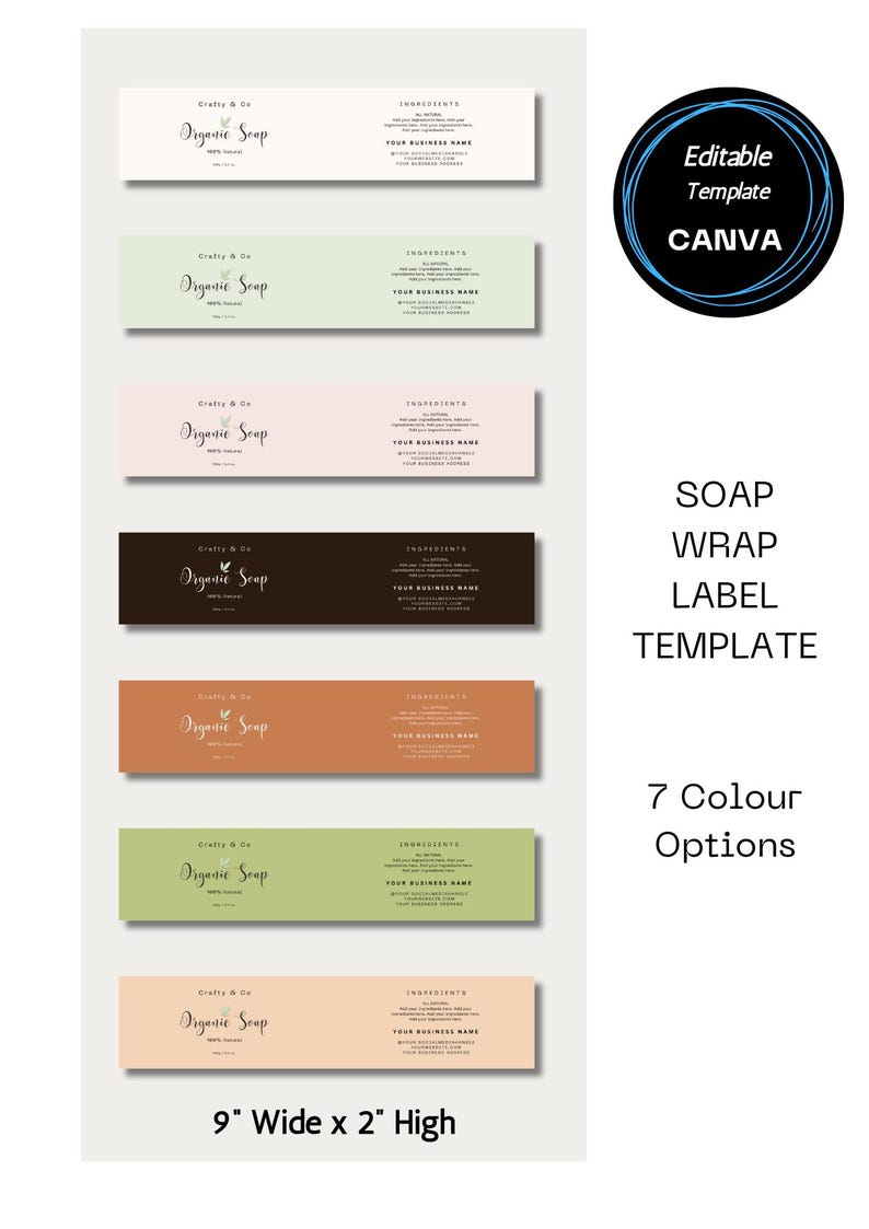 Printable Soap Label Canva Template, Bar Soap Wrap, Custom Soap Label ...
