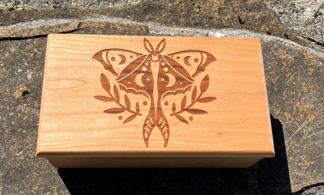 Hardwood Luna Moth Tarot Card Box/ Crystal Box/ Alter Box/ Keepsake Box ...