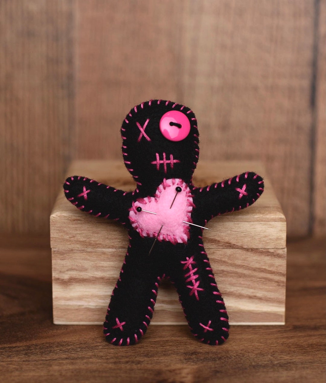 Voodoo Doll/voodoo Patch Doll/black and Pink - Etsy