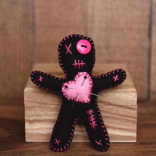 Voodoo Doll/voodoo Patch Doll/black and Pink - Etsy